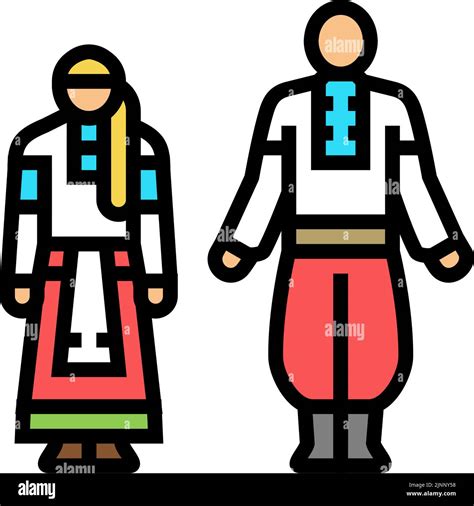 Ukrainian National Clothes Color Icon Vector Illustration Stock Vector