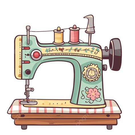Cute Sewing Machine Vector Sticker Clipart Embroidery Sewing Machine