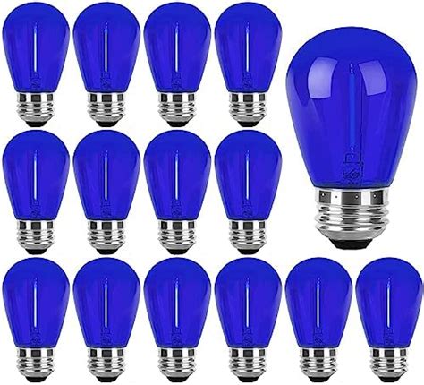 15 Pack S14 Led Bulb Blue 1w S14 Filament Bulb Shatterproof Blue