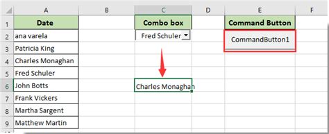 how to copy combo box value to active cell in excel