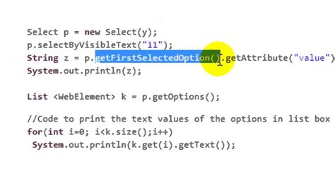 how to get the selected option value from listbox or dropdown in