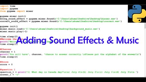 adding sound effects and music using pygame in python youtube