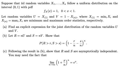 Solved Suppose That Iid Random Variables X1 … Xn Follow A
