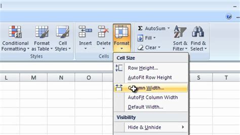 adjusting column width using home tab youtube