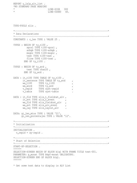 report abap alv list sample computer programming areas