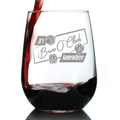 Bunco Clock Somewhere Stemless Wine Glass Bunco Decor