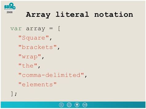 array literal notation var array