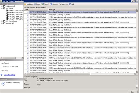 code bits sspi handshake failed with error code sql