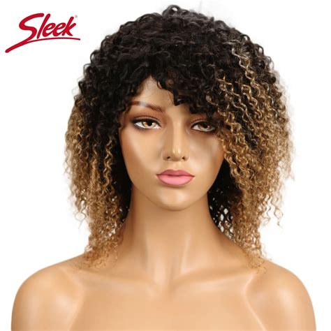 Sleek Brazilian Jerry Curly Remy Hair Short Human Hair Wigs For Black