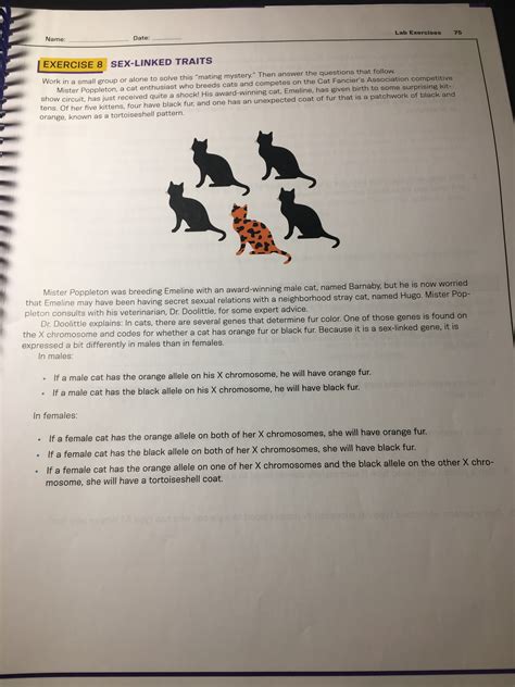 date lab exercises 75 exercise 8 sex linked traits work