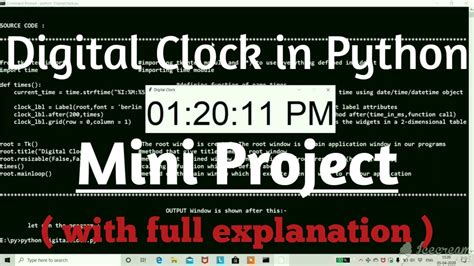 digital clock in python python mini project with source