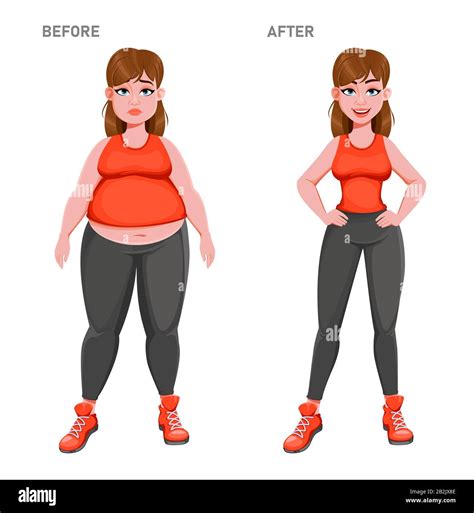 Nice Girl Before And After Weight Loss Overweight And Slim Woman