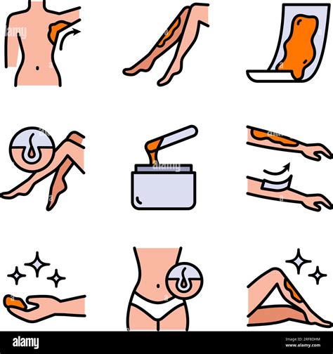 Waxing Coloricons Set Female Hair Removal Procedure Depilation