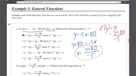 Functions Inverses General Functions Example Youtube