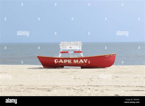 Lifeguard Lifeboat And Lifeguard Chair Cape May New Jersey Usa Stock