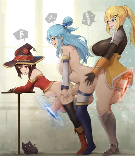 rule 34 3futas aqua konosuba big breasts big penis