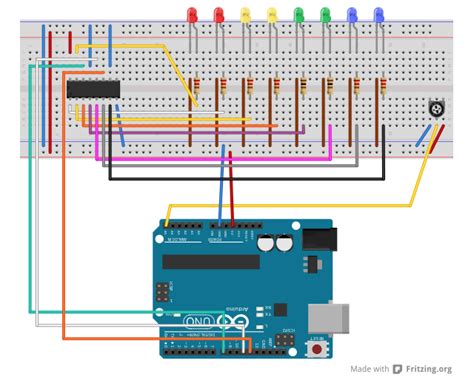 using a shift register 74hc595n with arduino arduino