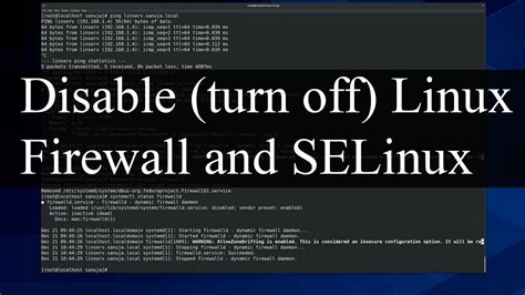 how to turn off disable linux firewall and selinux youtube