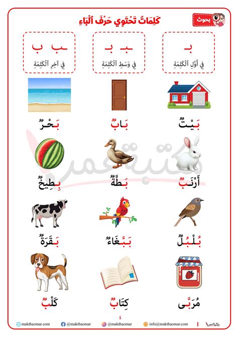 كلمات تحتوي حرف الباء مكتبة عمر