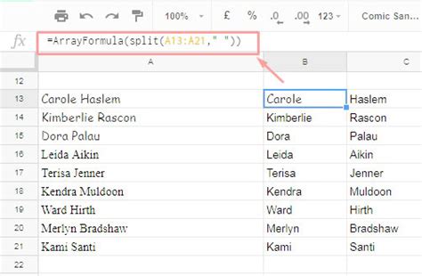 excel formula to split text in cell