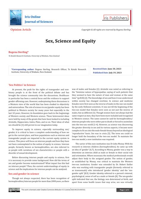 Pdf Sex Science And Equity