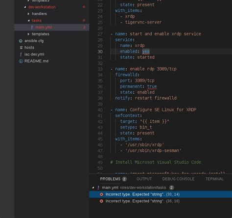 incorrect type expected string · issue 96 · redhat developer vscode