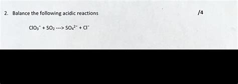 Solved 2 Balance The Following Acidic Reactions