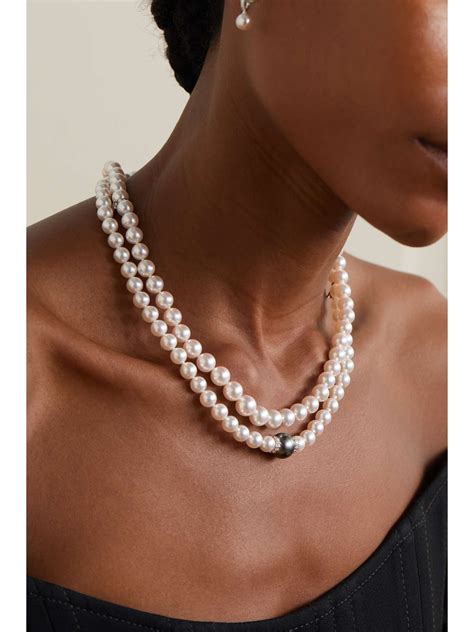 Mikimoto 18 Karat White Gold Pearl Necklace Net A Porter