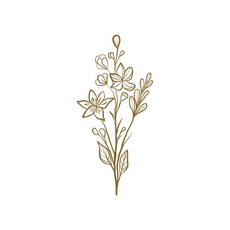 Gambar Bunga Garis Emas Untuk Undangan Pernikahan Baris Floral
