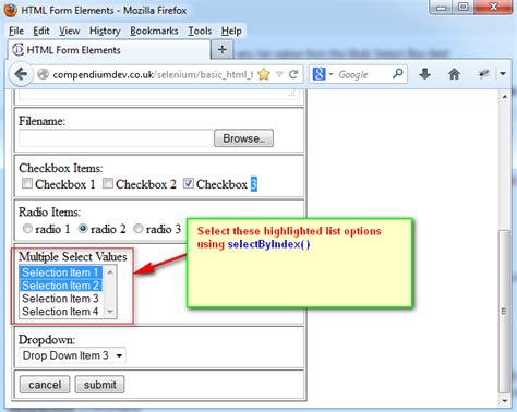 selenium by arun 402 using selectbyindex command to select any