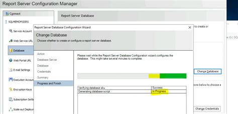 configmgr create a new database for ssrs reporting service sccm