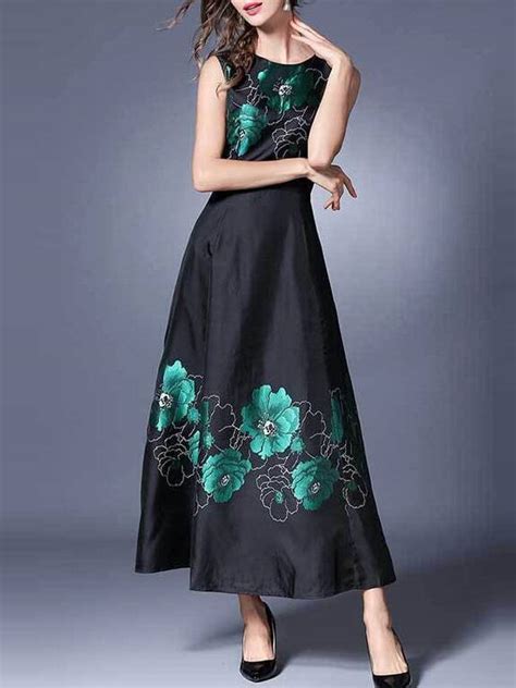 Flowers Print Maxi Dress Shein Sheinside