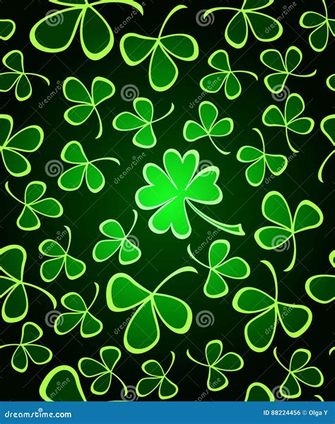 A Seamless Background Pattern With Hand Drawn Ink Shamrocks On Green
