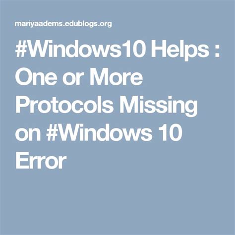 missing protocol windows 10 truecfiles