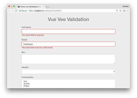 complete guide to form validation in vue pusher blog