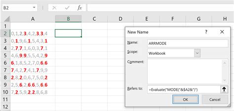 vba how to calculate the mode of an array stored in a single cell in