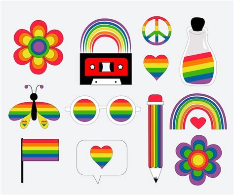 Premium Vector Lgbtq Community Symbols Lgbt Pride Month Icons With