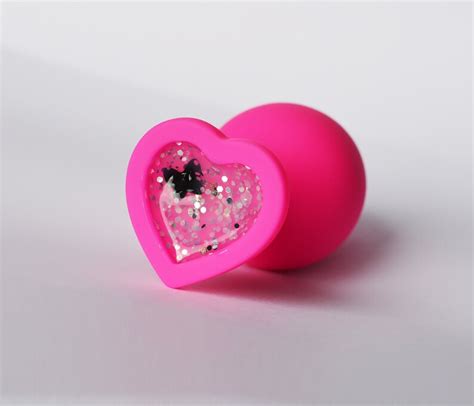 Pink Heart Butt Plug Beginer Silicone Sex Toy Sparkle Shaped Etsy