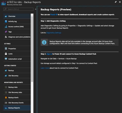 backup reports from recovery services vaults with log analytics and