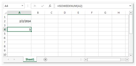 excle isoweeknum function w3resource