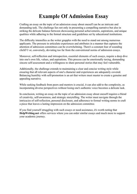 Example Of Admission Essay How To Write A College Admission Essay Pdf