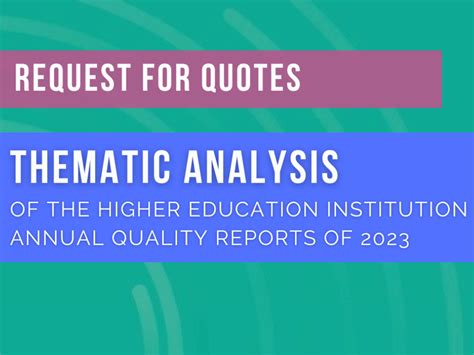 Thematic Analysis Of The Higher Education Institution Annual Quality