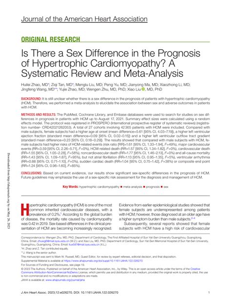 Pdf Is There A Sex Difference In The Prognosis Of Hypertrophic