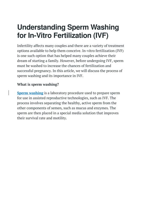 Ppt Understanding Sperm Washing For In Vitro Fertilization Ivf