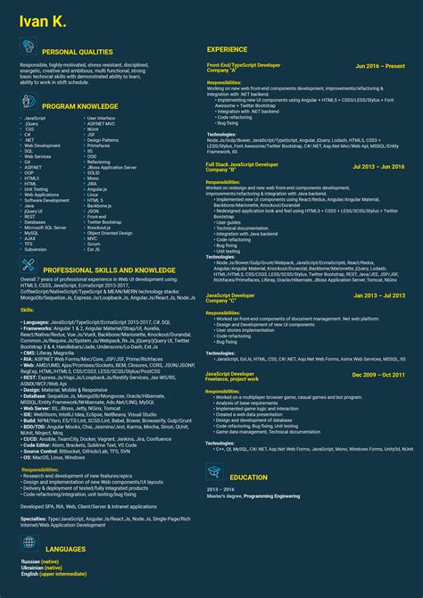 resume angularjs and node js developer february 2021