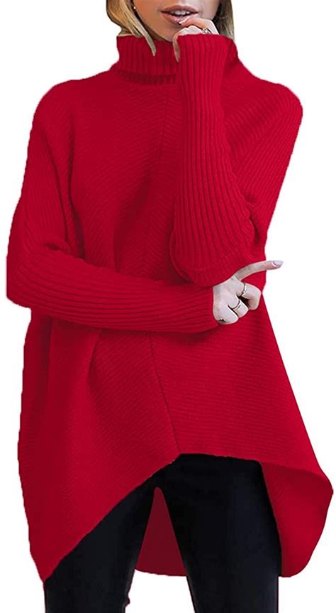 Anrabess Womens Oversized Turtleneck Batwing Long Sleeve Casual Cozy