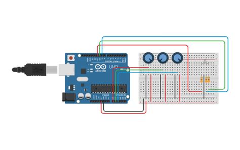 circuit design arduino rgb e potenziometri tinkercad