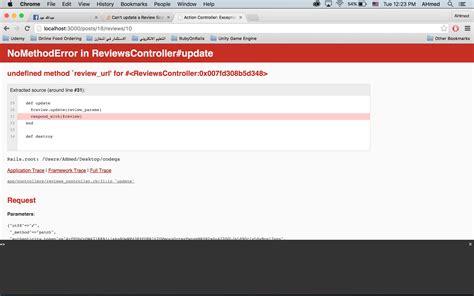 can t update a review scaffold in ruby on rails error nomethoderror