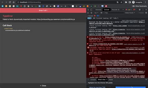 reactjs cors issue in micro frontend repo stack overflow