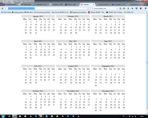 easter date and 12 months calendar for any year in php free source